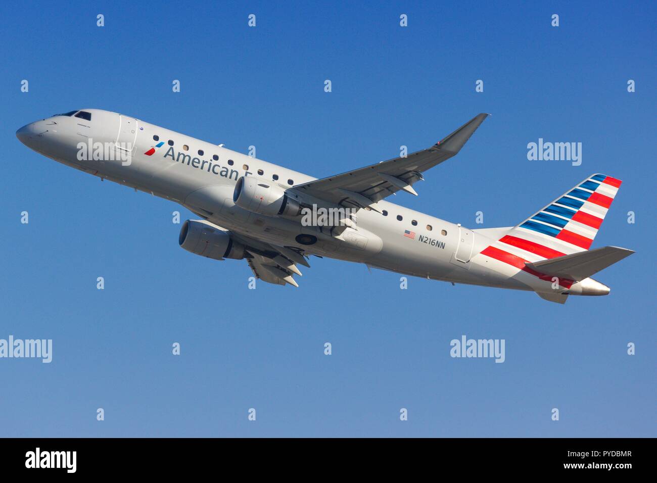 Los Angeles, USA - 20. February 2016: American Eagle Embraer 170 at Los ...