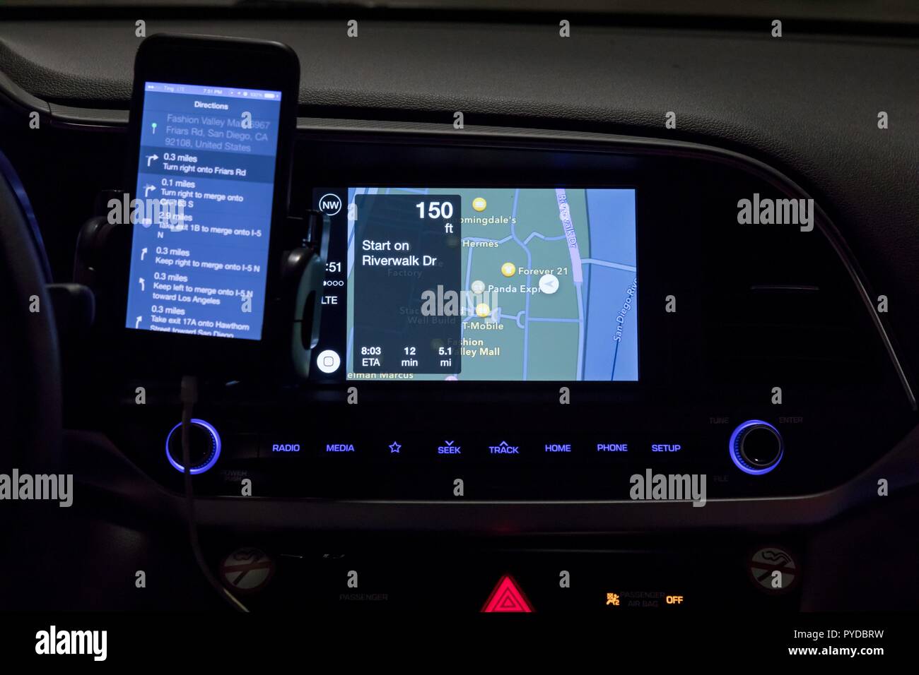 Apple's CarPlay with navigation in a Hyundai, in September 2018 ...