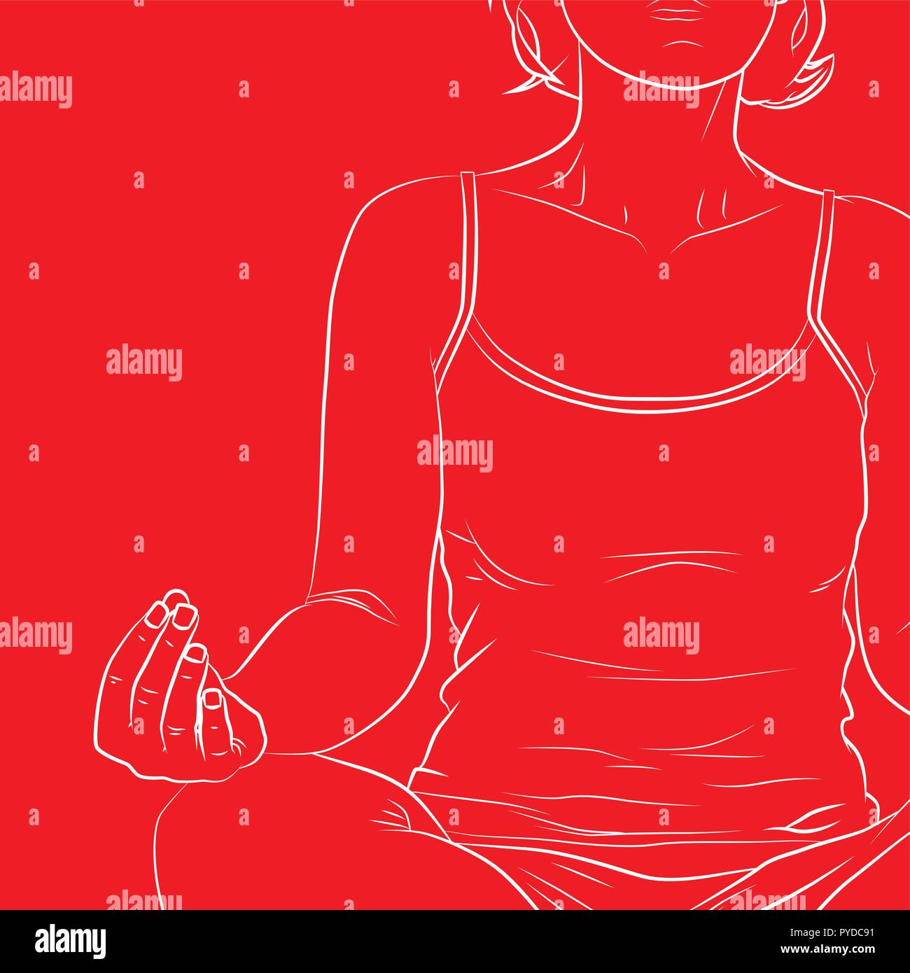 Yoga concept. Comic book style vector line art of a woman doing yoga ...