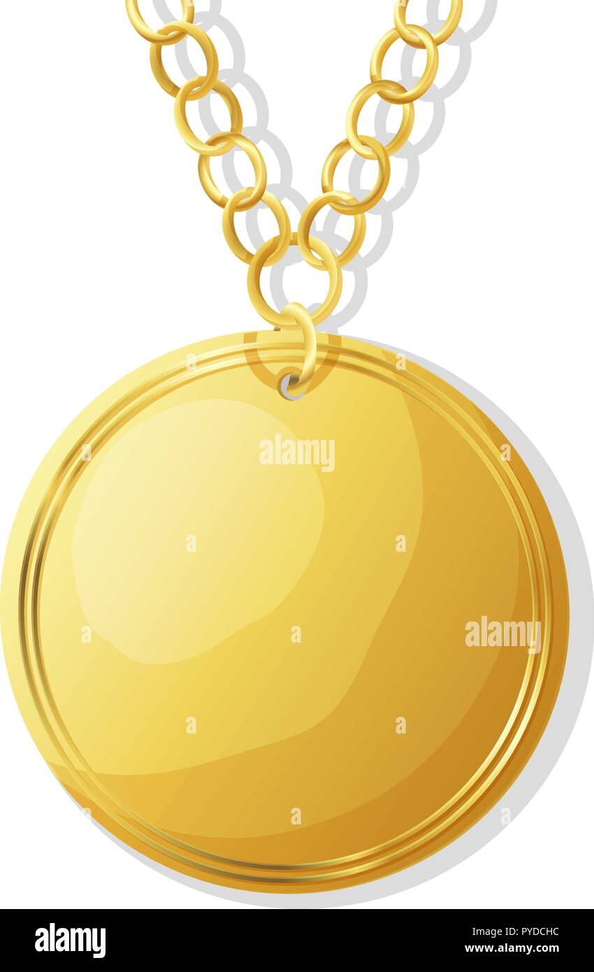 Golden medal and chain over white background Stock Vector Image & Art ...