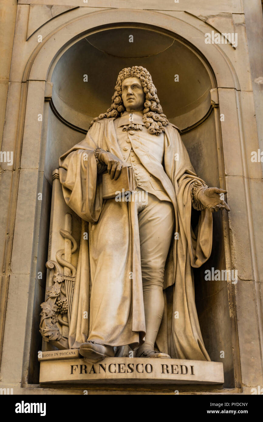 View at biologist Francesco Redi monument in Florence, Italy Stock ...