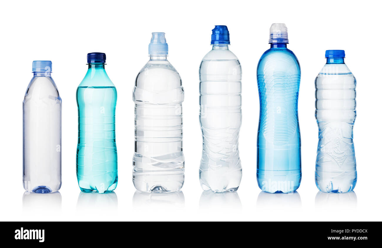 Collection of water bottles isolated on white background Stock Photo ...