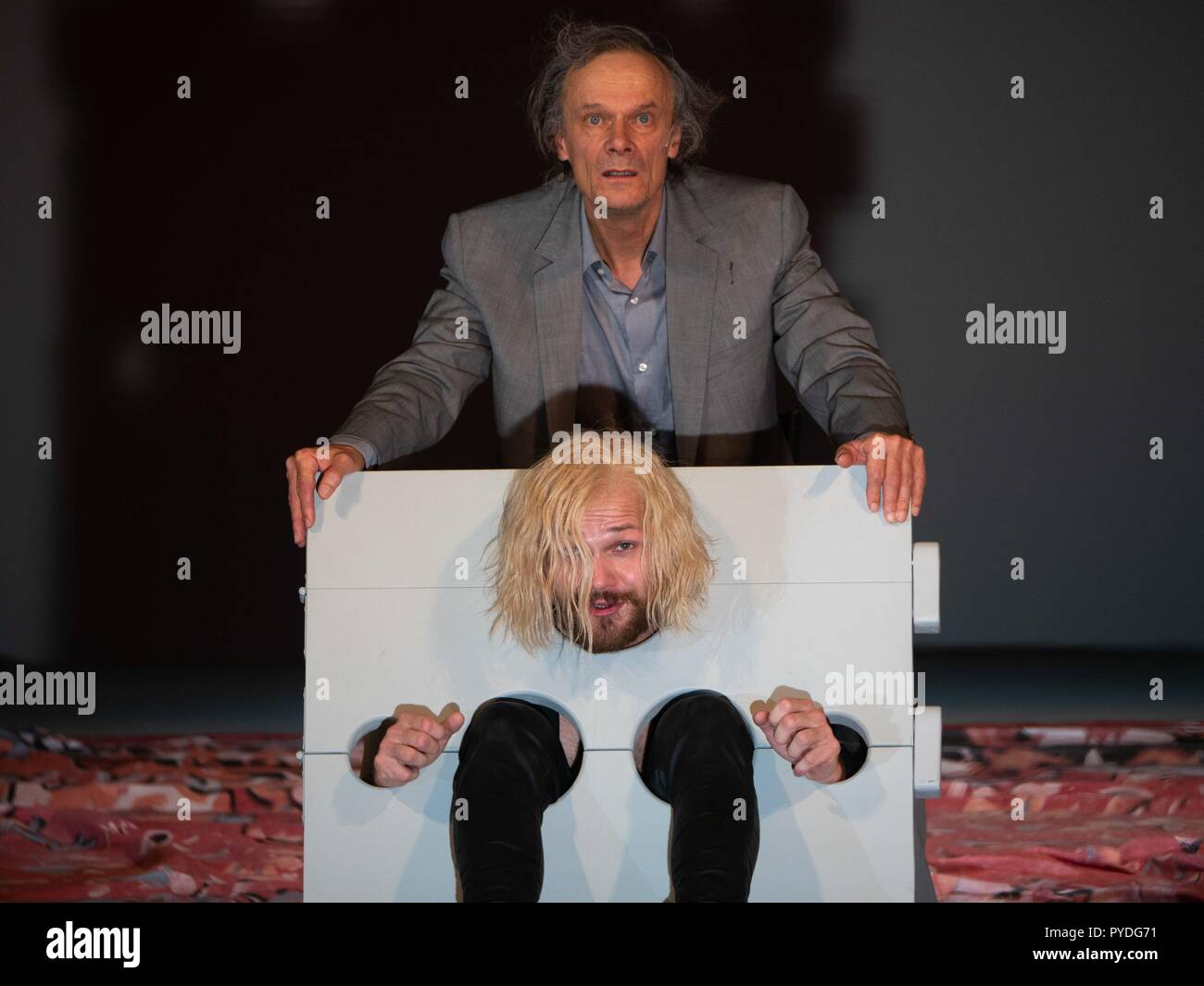 Actor Samuel Weiss (Regan) and Edgar Selge (Lear) on October 17, 2018 ...