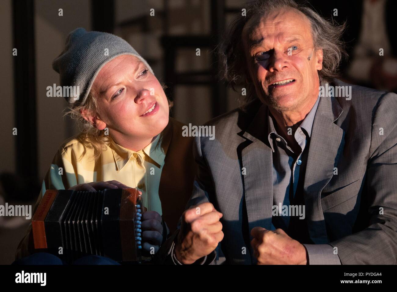 Actors Edgar Selge (King Lear) and Lina Beckmann (Joker) on October 17 ...