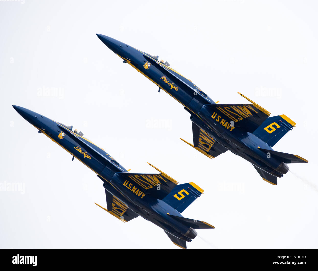 US Navy Blue Angels performing the Section High-Alpha Pass Stock Photo ...