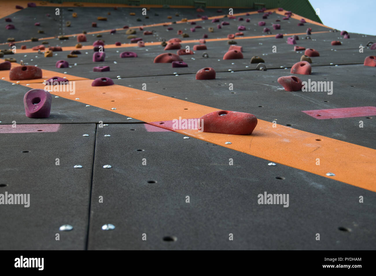 Climbing pads in outdoor climbing wall placed at sports oark, parque ...