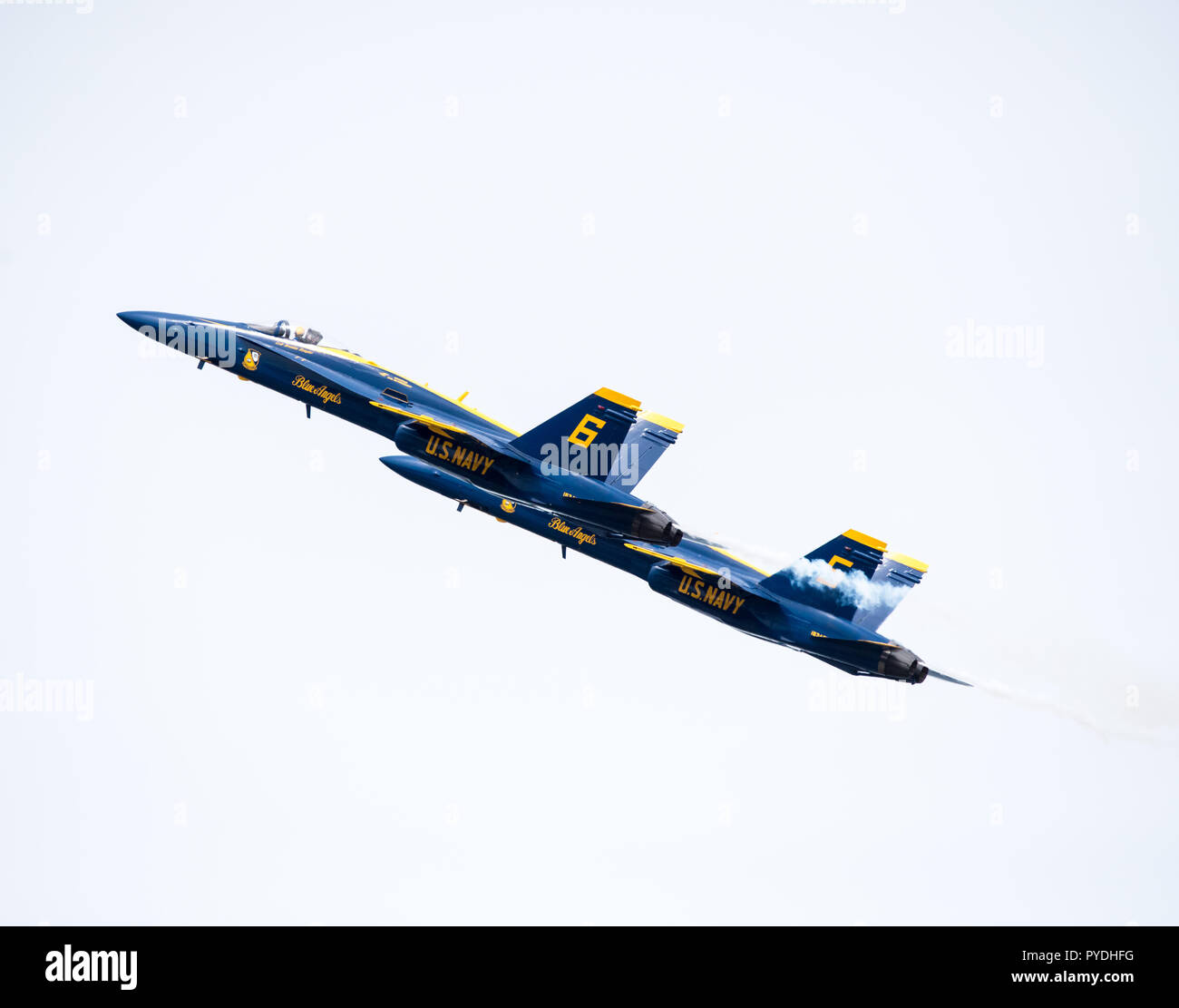 US Navy Blue Angels performing the Section High-Alpha Pass Stock Photo ...