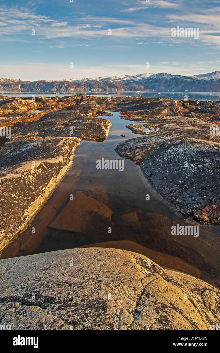 Colorful Pond in the Barren Rock of the Arctic near Eqip Sermia in ...