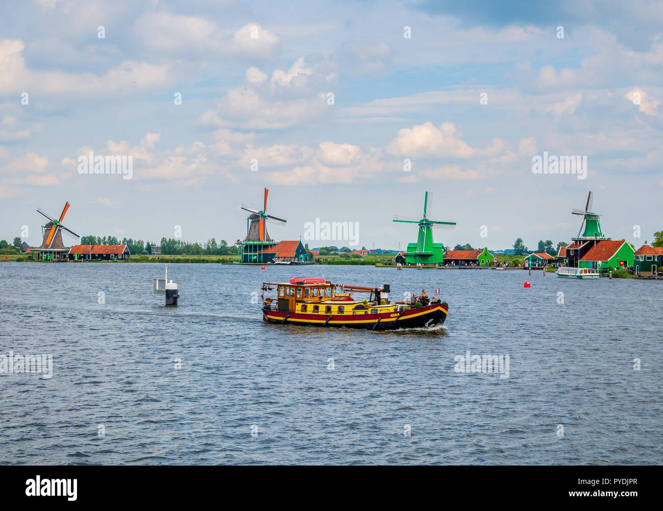 Zaanse Schans, Holland - August 26, 2018 : Tourist enjoying a boat ride ...