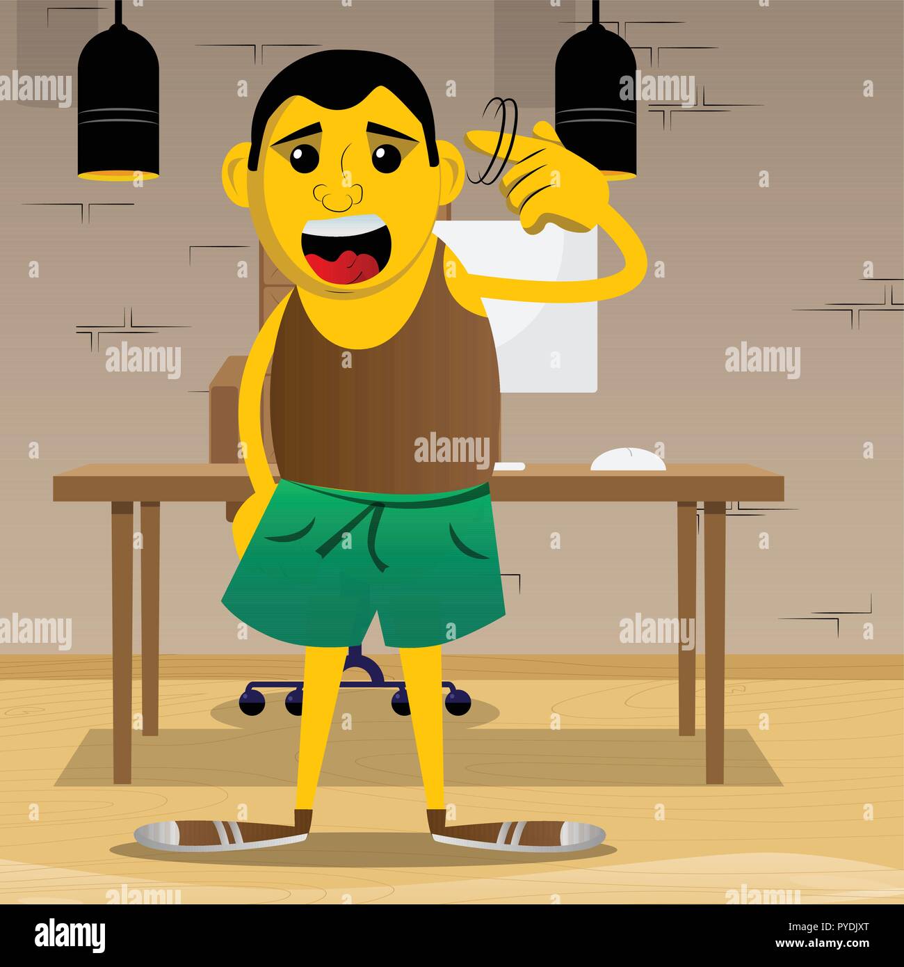 Yellow man shows a you're nuts gesture by twisting his finger around ...