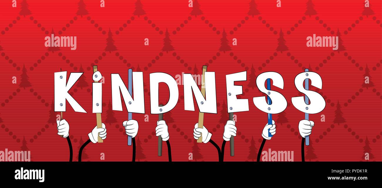 Diverse hands holding letters of the alphabet created the word Kindness ...