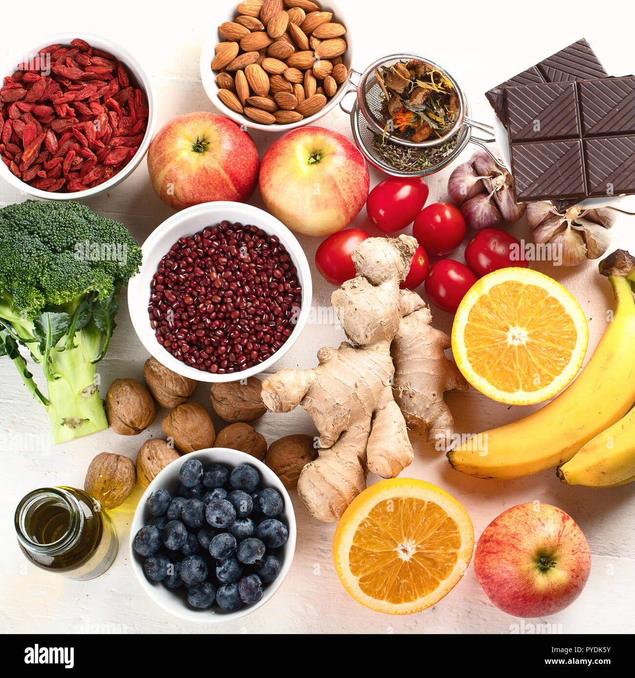 Food sources of natural antioxidants. Top view. Healthy diet concept ...