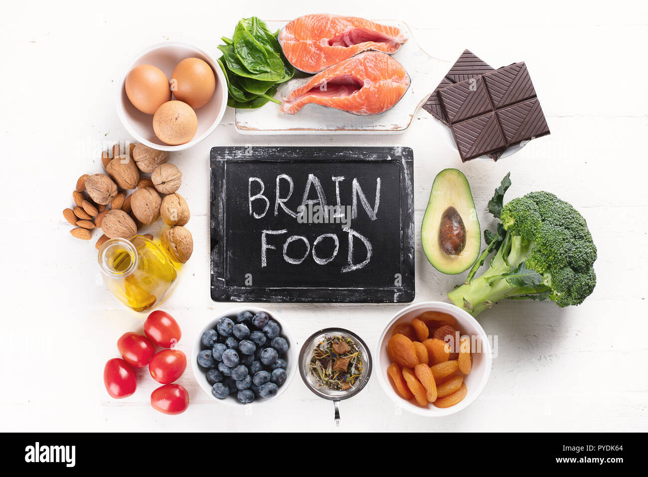 Healthy food for brain and memory. Healthy eating Concept. Top view ...