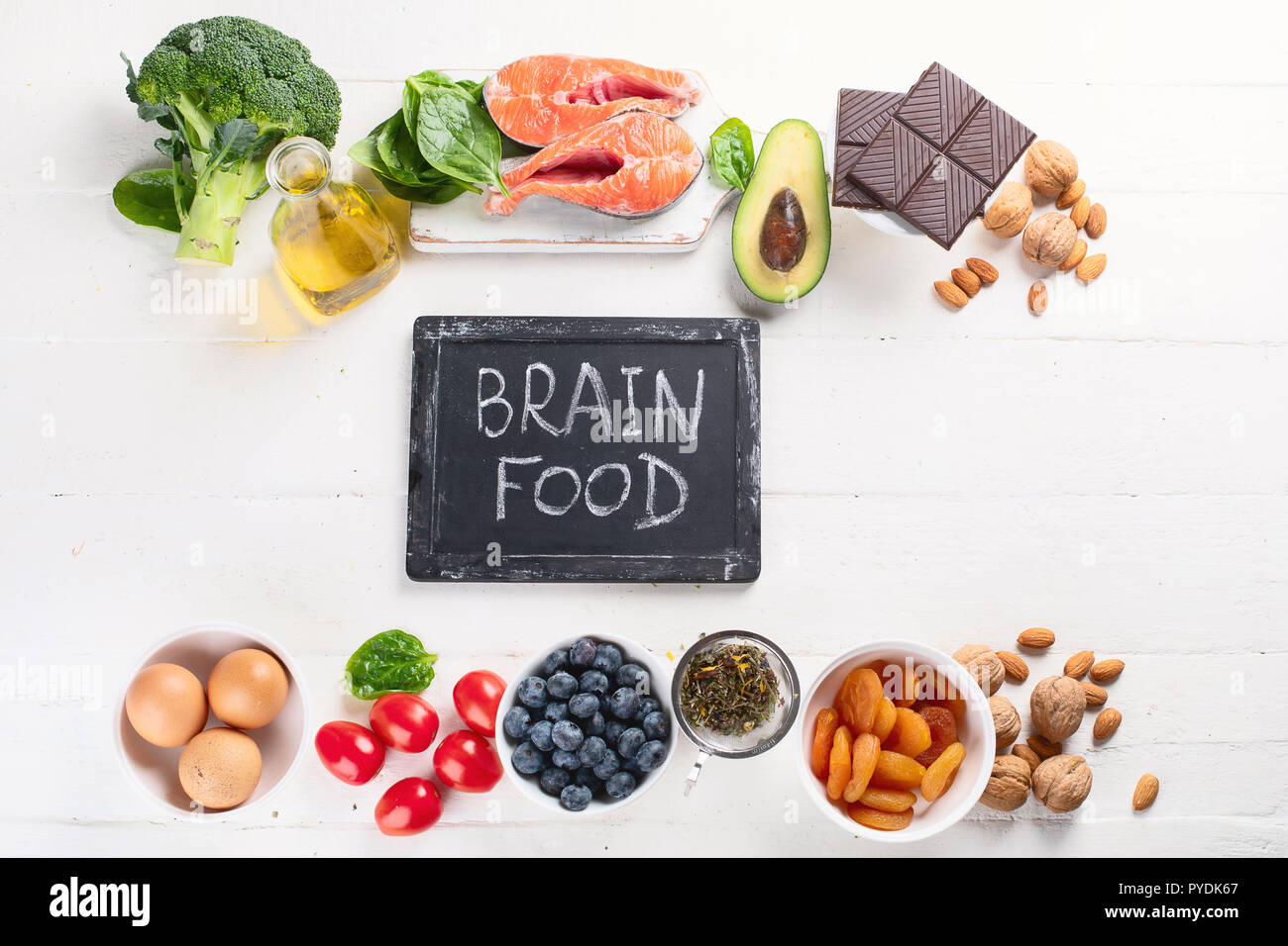 Healthy food for brain and memory. Healthy eating Concept. Top view ...