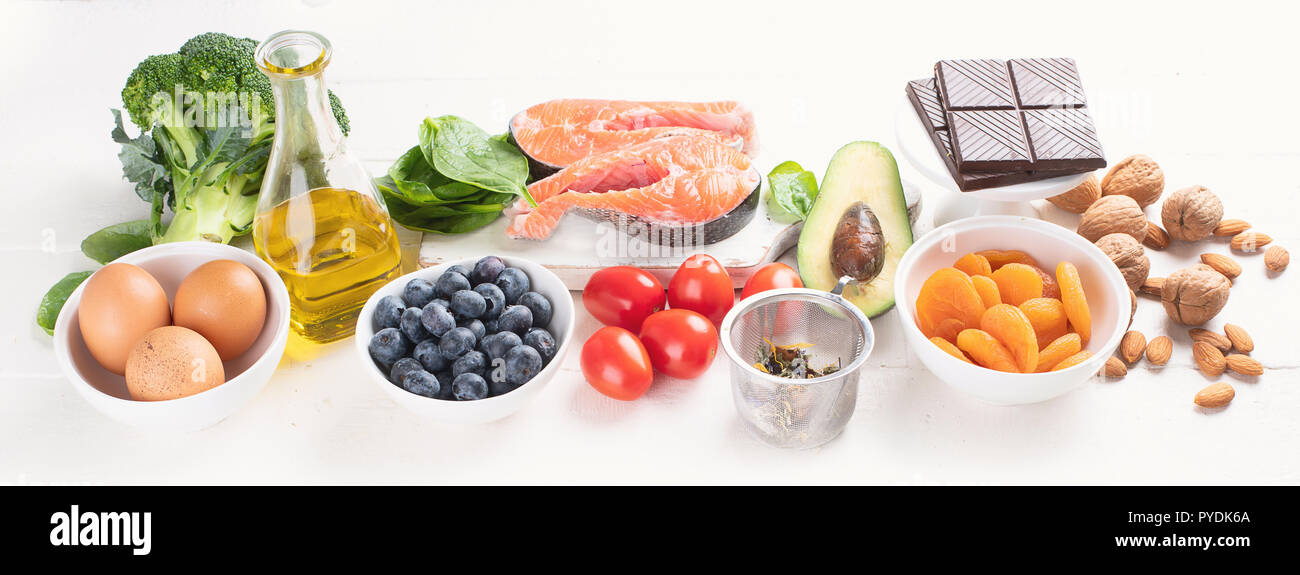 Healthy food for brain and memory. Healthy eating Concept. Panorama ...