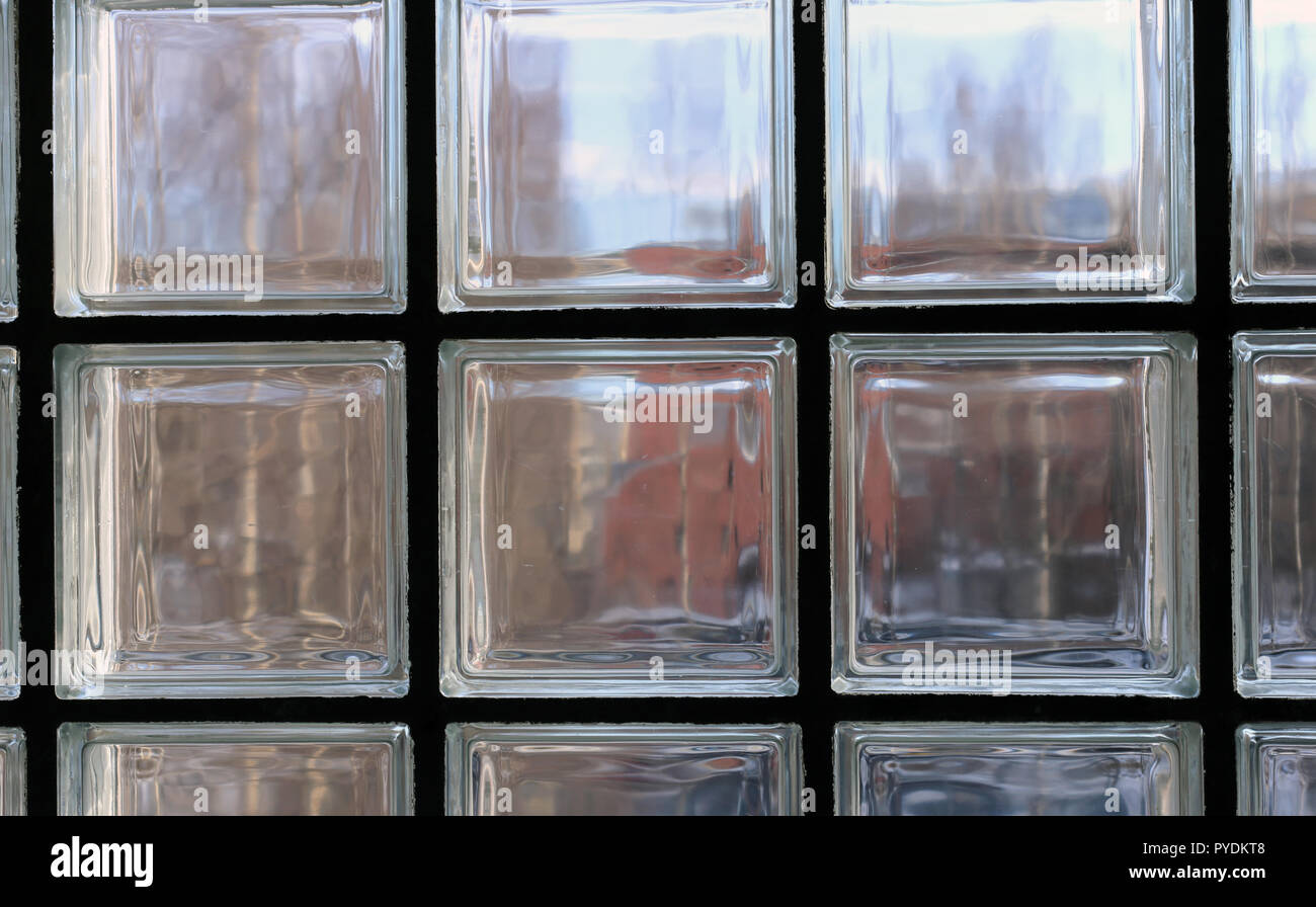 View through a window made of multiple transparent glass squares ...