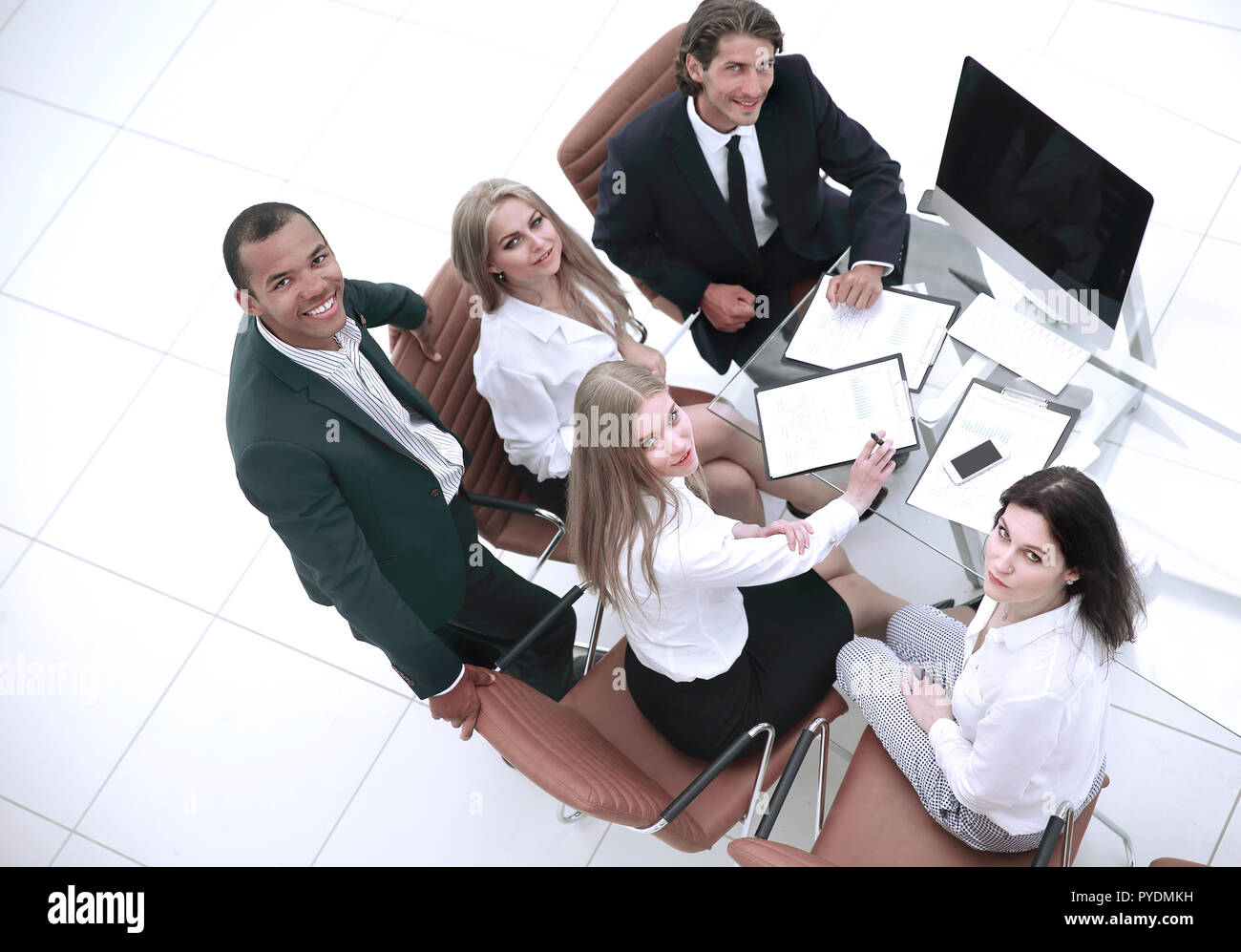 top view.professional business team looking at camera Stock Photo - Alamy