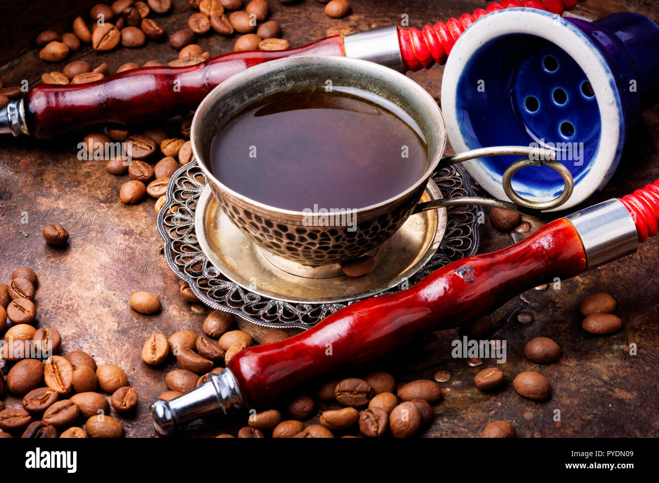 Oriental shisha hookah with aroma coffee for relax.Modern hookah with ...