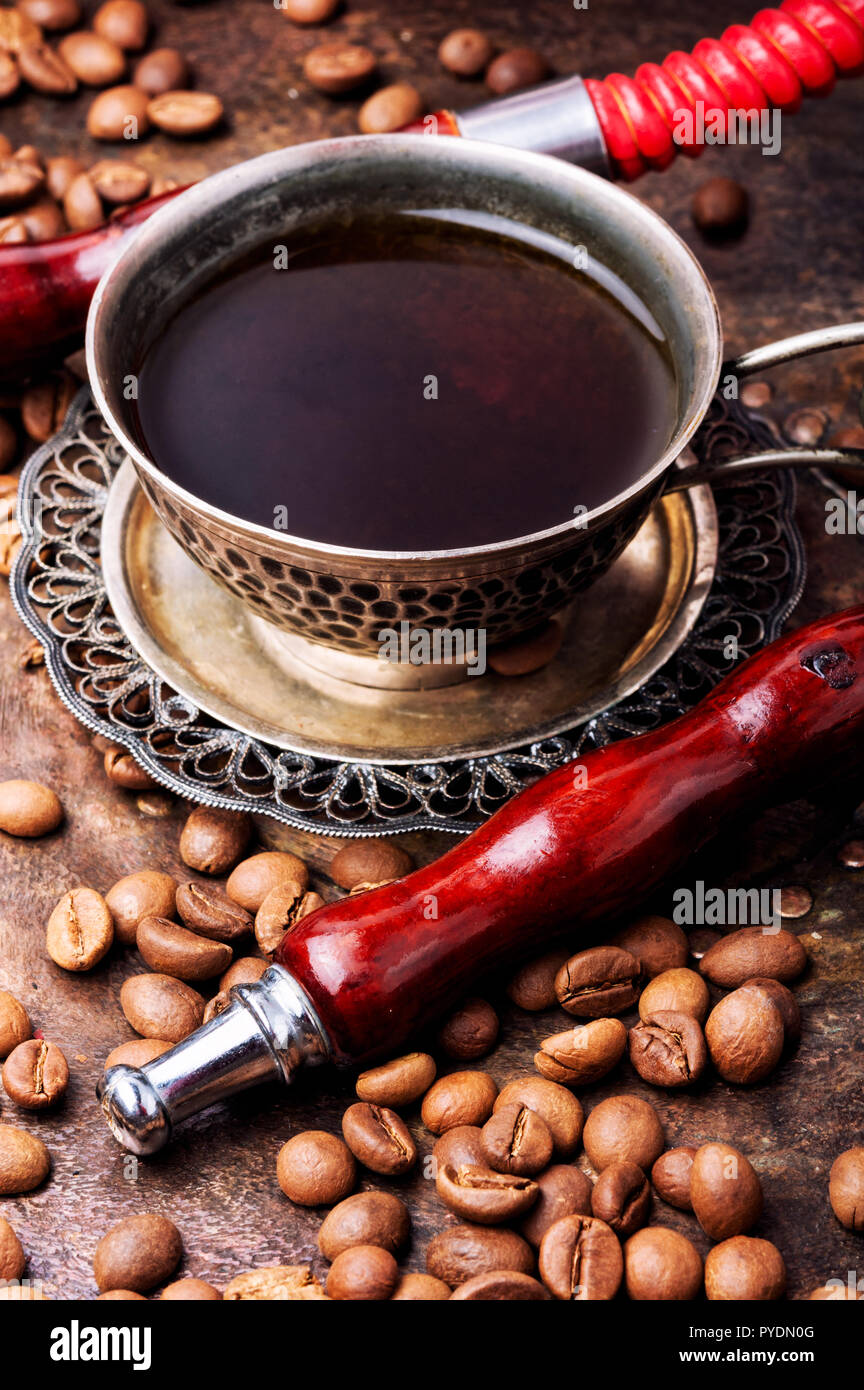 Oriental shisha hookah with aroma coffee for relax.Modern hookah with ...