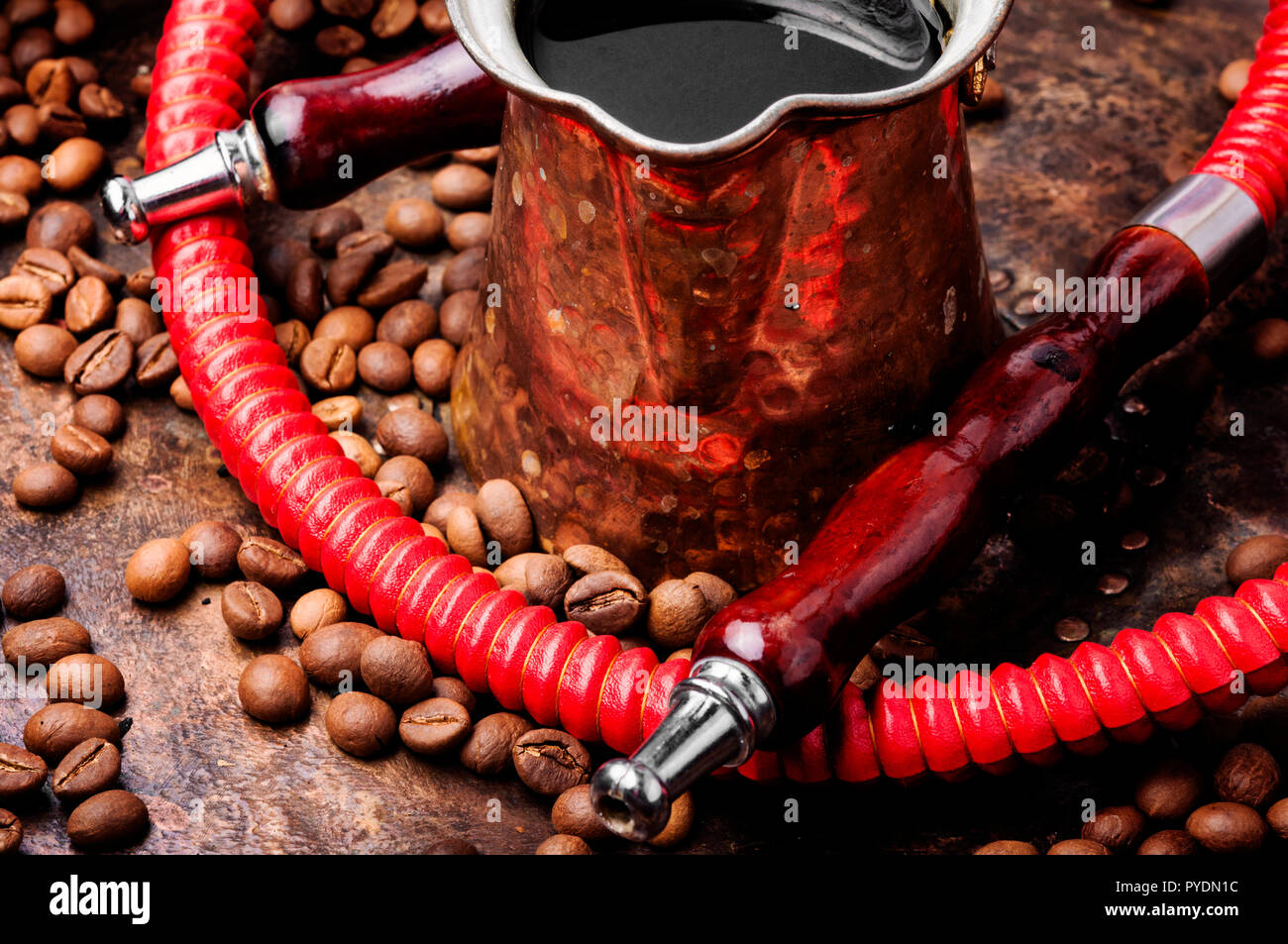 Turkish hookah for two mouthpieces and jezva of coffee for relax ...