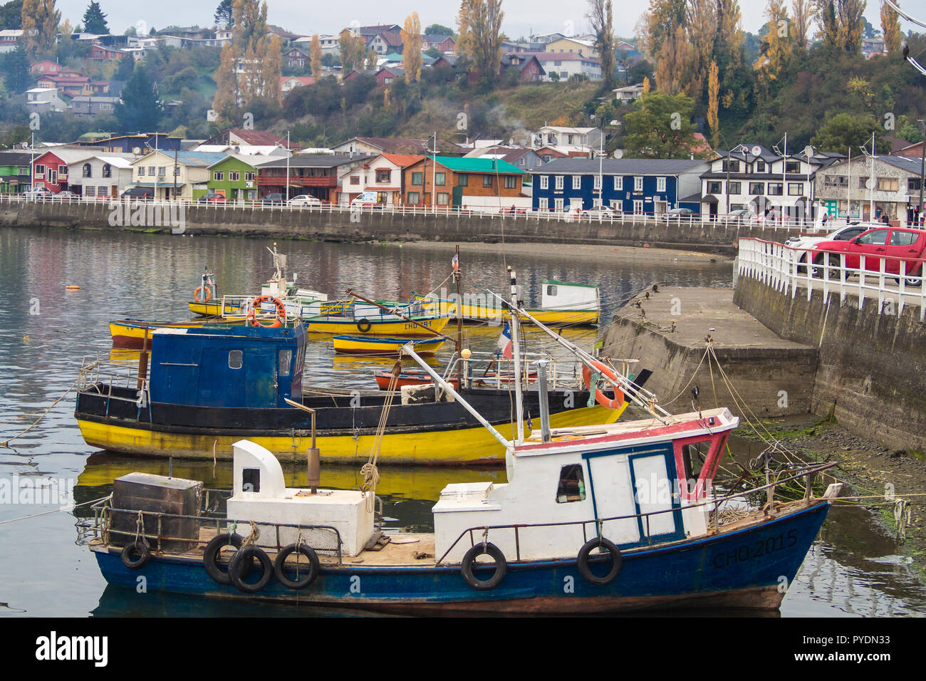 Chonchi harbour in Chiloe island Chile Stock Photo - Alamy