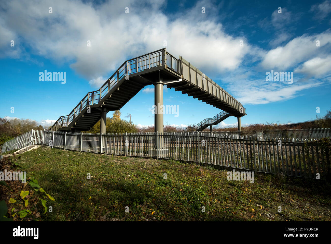 Railway footbridge near Ilkeston, Derbyshire, UK Stock Photo - Alamy