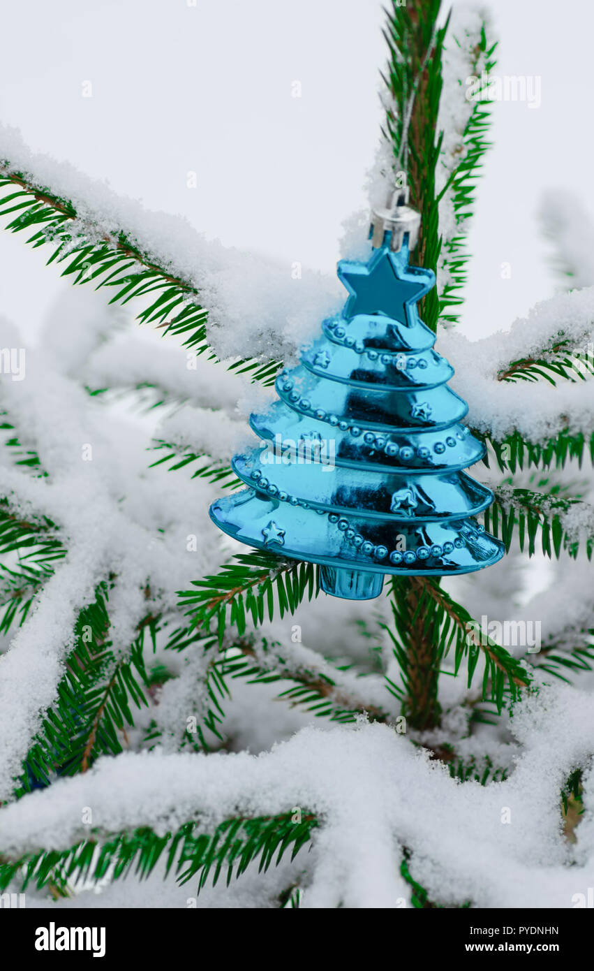 New Year decoration. Christmas background - baubles and branch of ...