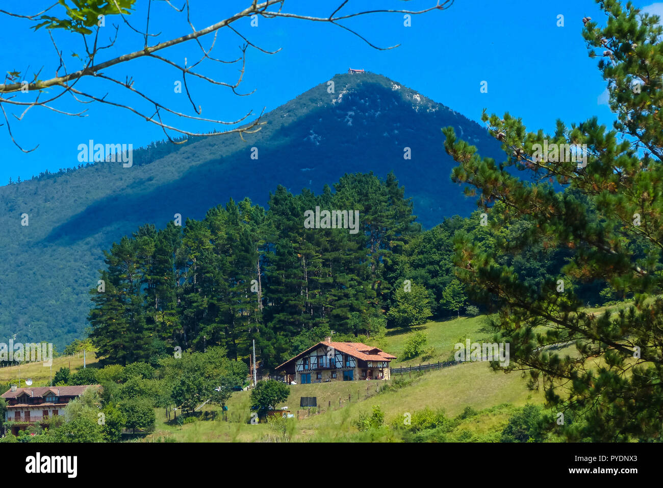 Typical Basque landscape in the Biosphere Reserve of Urdaibai, typical ...