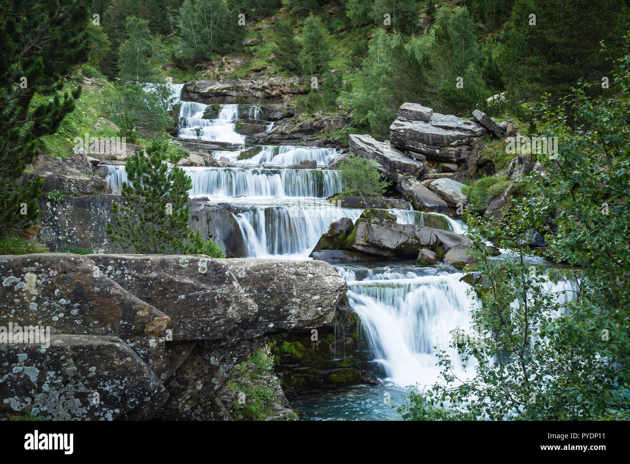 Waterfalls in Ordesa and monte perdido national park in Pyrinees range ...