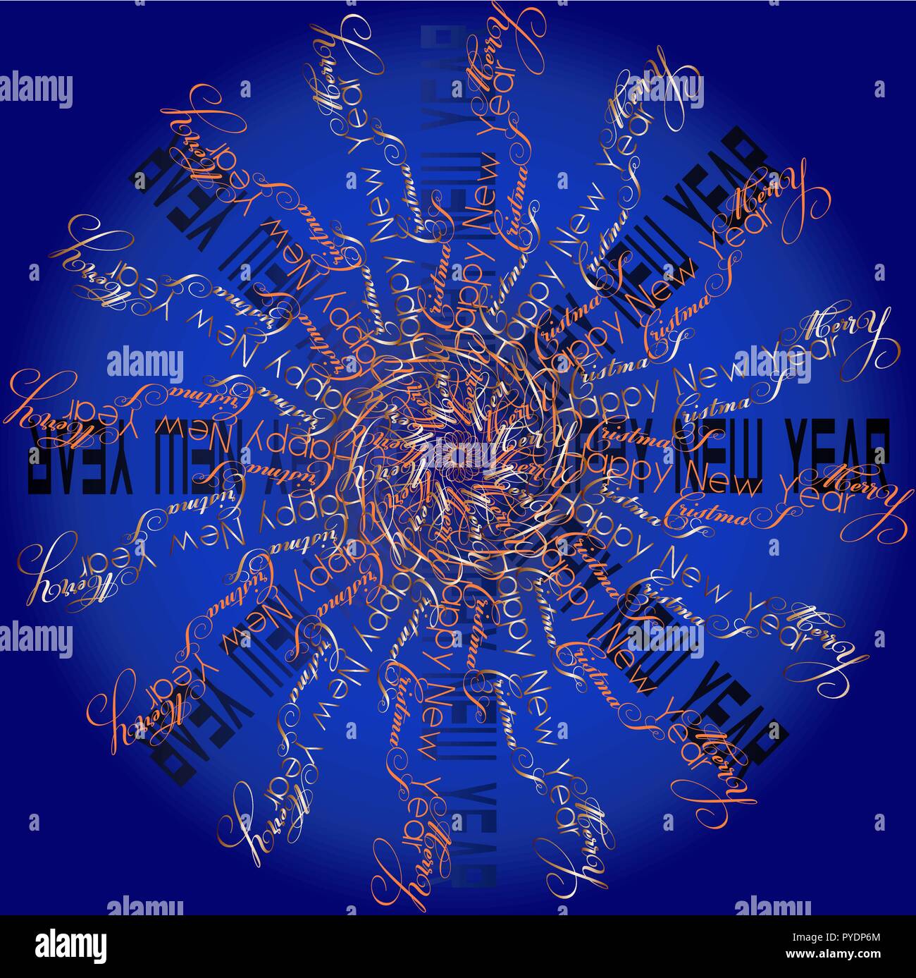 New Year snowflake from the inscription Happy New Year and Merry ...