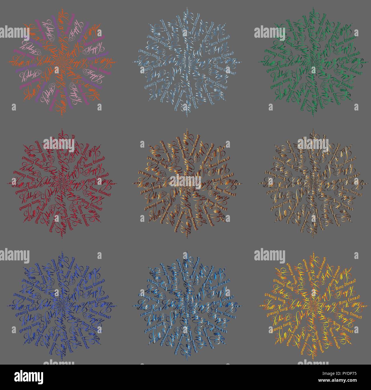 New Year snowflake from the inscription Happy New Year and Merry ...