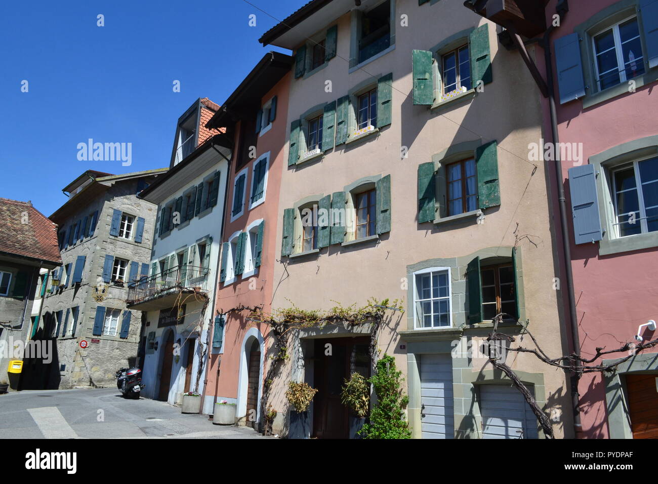 Houses in Epesses, Vaud, Switzerland. A traditional wine-making village ...