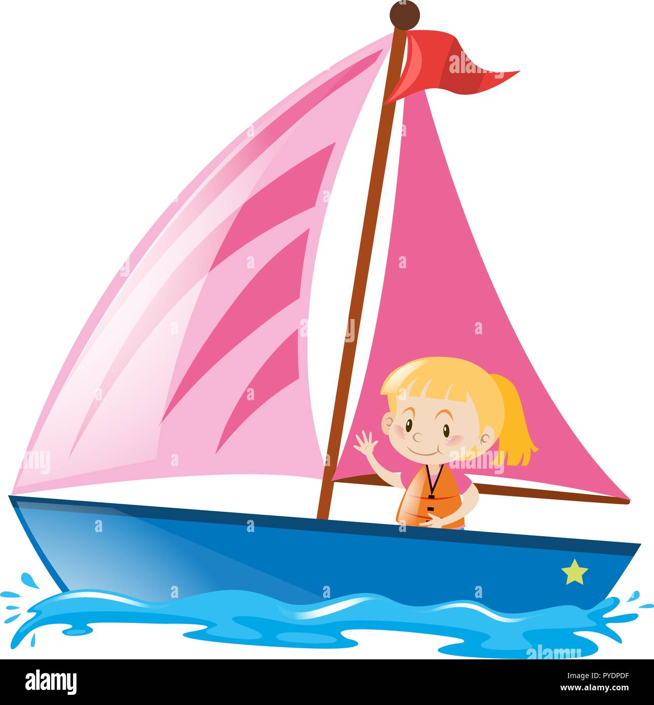 Girl in pink sailboat illustration Stock Vector Image & Art - Alamy