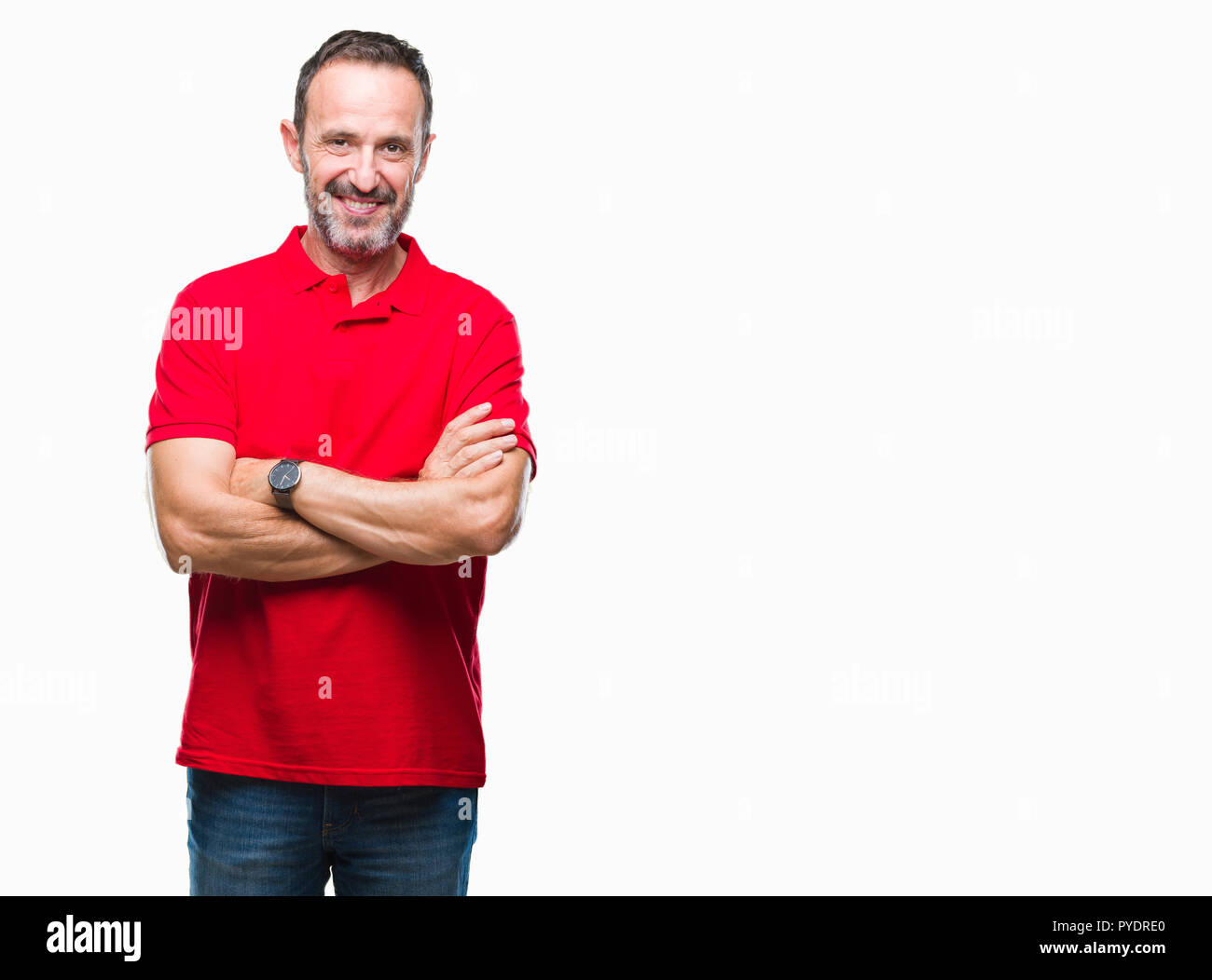 Middle age hoary senior man over isolated background happy face smiling ...