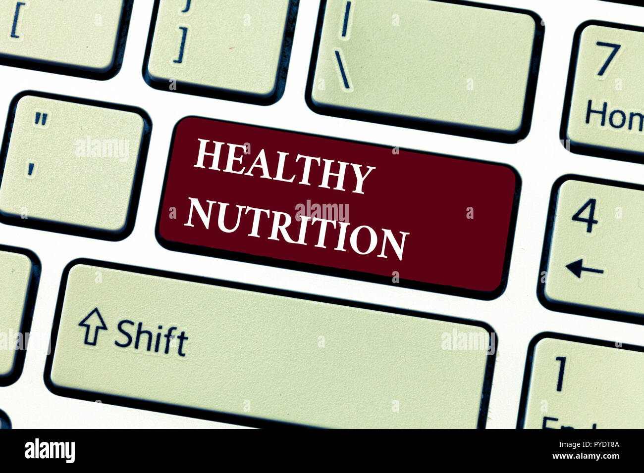 Text sign showing Healthy Nutrition. Conceptual photo eating a healthy ...