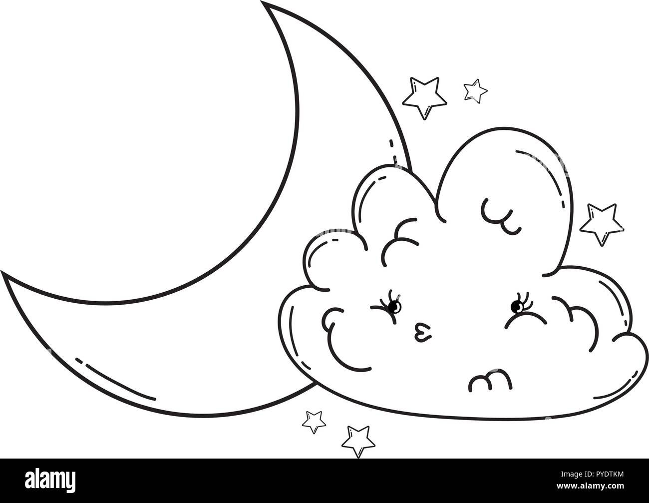 Cartoon Moon Black and White Stock Photos & Images - Alamy