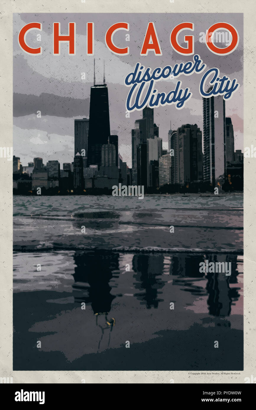 Chicago skyline icon hi-res stock photography and images - Alamy