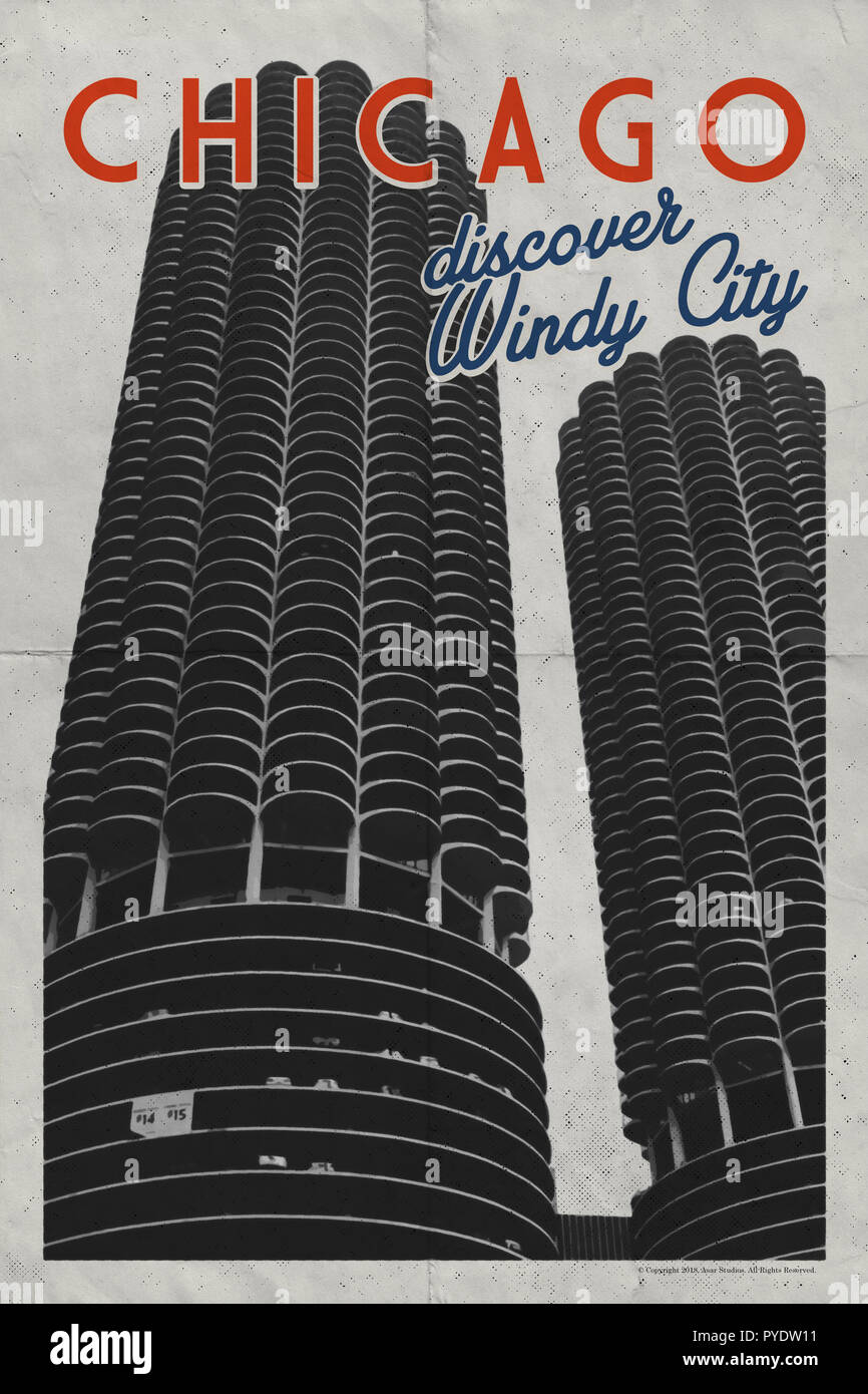 Vintage chicago map hi-res stock photography and images - Alamy