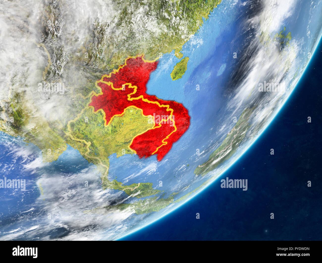 Indochina on model of planet Earth with country borders and very ...