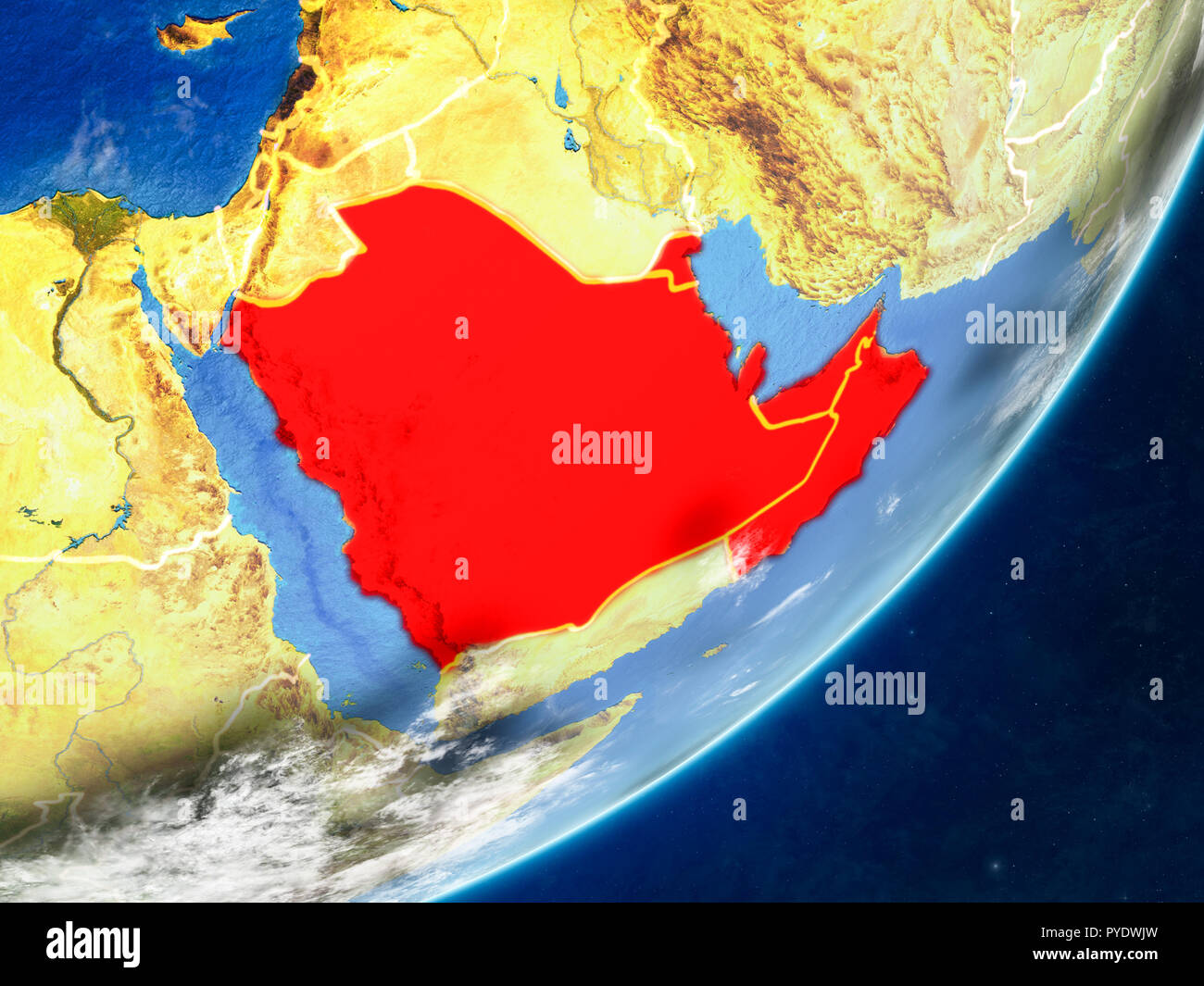 CCASG countries on model of planet Earth with country borders and very ...