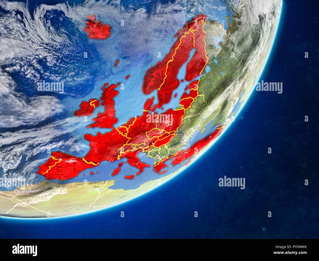 OECD European members on model of planet Earth with country borders and ...