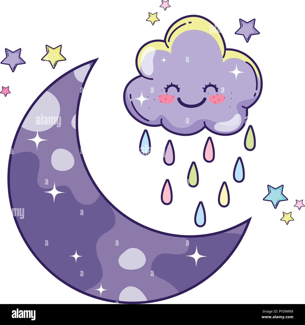 Clouds and moon cute cartoons Stock Vector Image & Art - Alamy