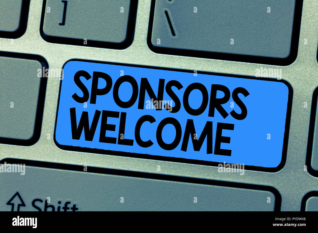 Text sign showing Sponsors Welcome. Conceptual photo announcing that ...