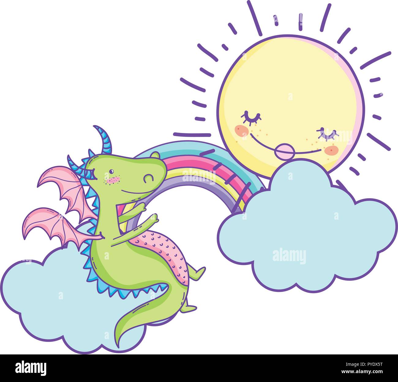 Cute dragon on clouds cartoons Stock Vector Image & Art - Alamy