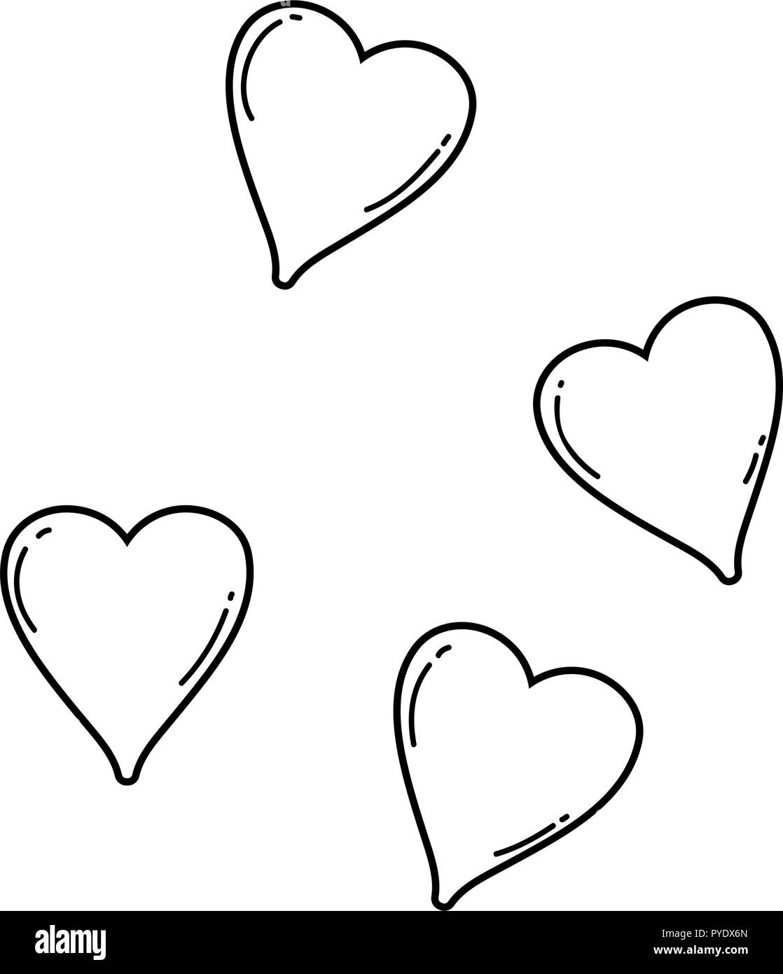 Hearts cute cartoons in black and white Stock Vector Image & Art - Alamy