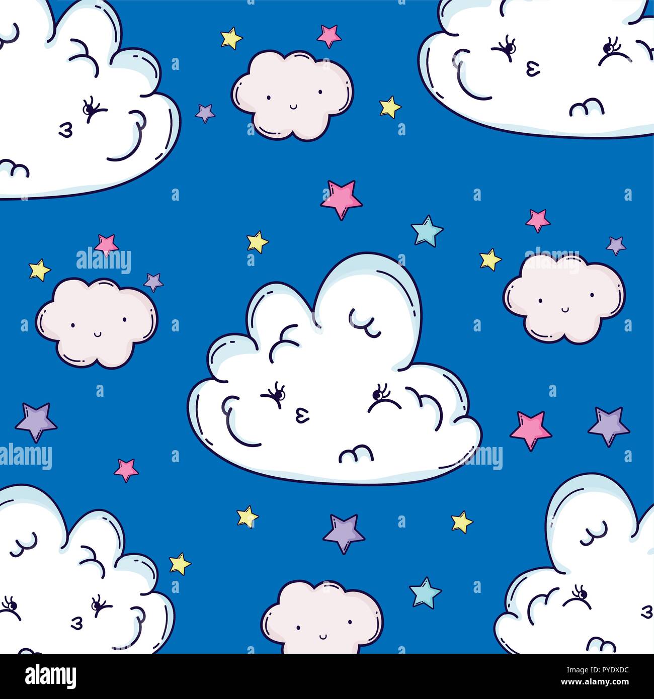 sad fluffy clouds with beauty stars Stock Vector Image & Art - Alamy