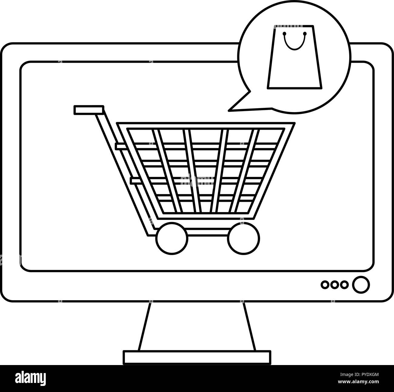 online shopping and payment in black and white Stock Vector Image & Art ...