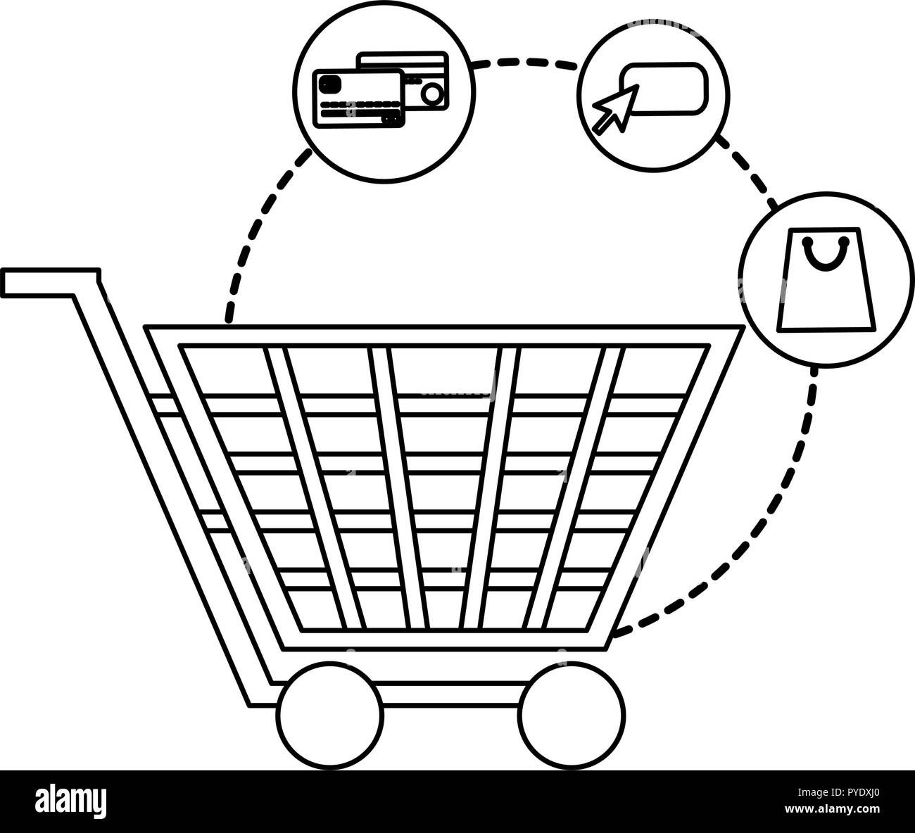 Shopping cart and ecommerce icons in black and white Stock Vector Image ...