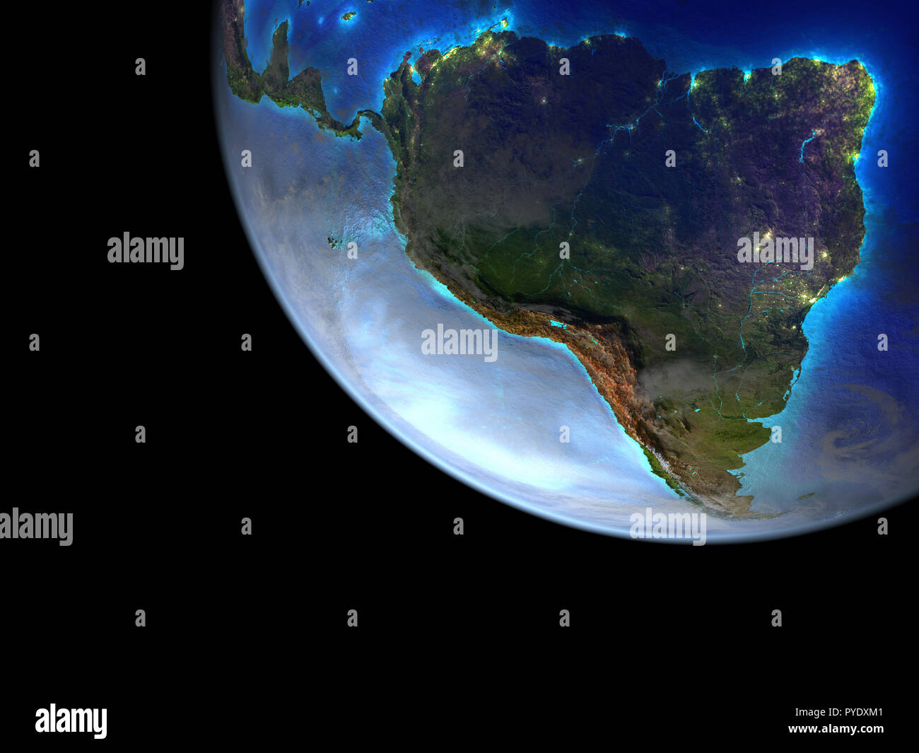 South America from space on a beautifully crafted 3D model of Earth ...