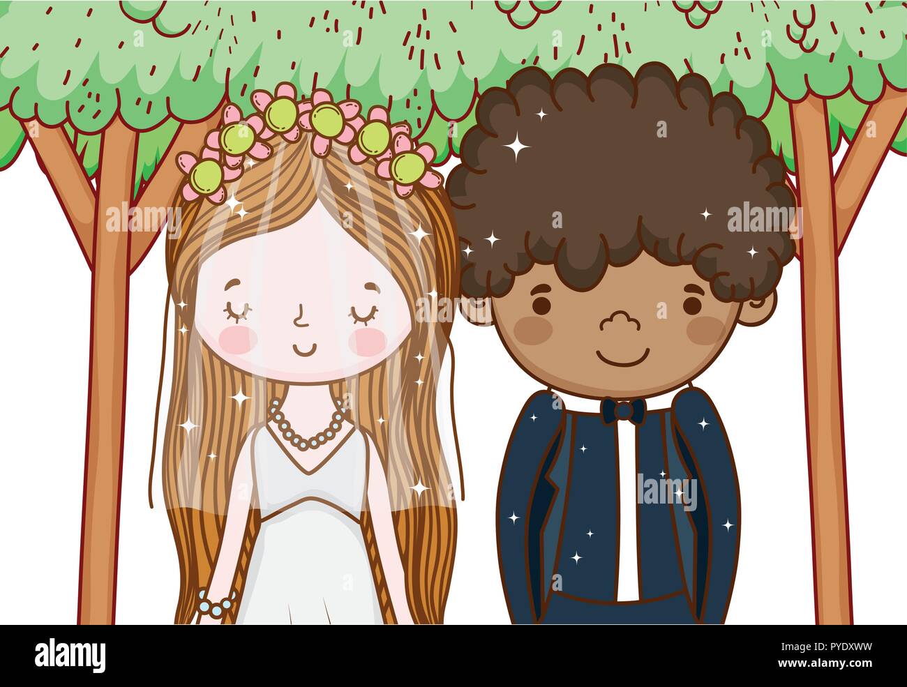 man and woman marriage ceremony with trees Stock Vector Image & Art - Alamy